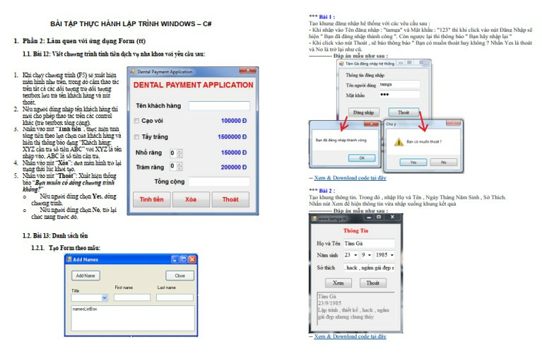 T ng H p 23 B i T p C Windows Form PDF