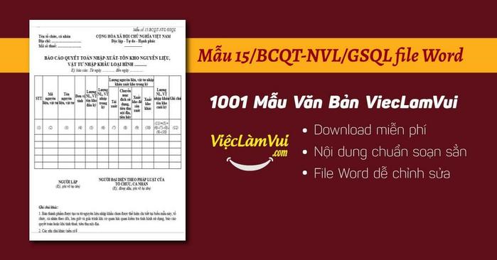 Mẫu 15/BCQT-NVL/GSQL file Word