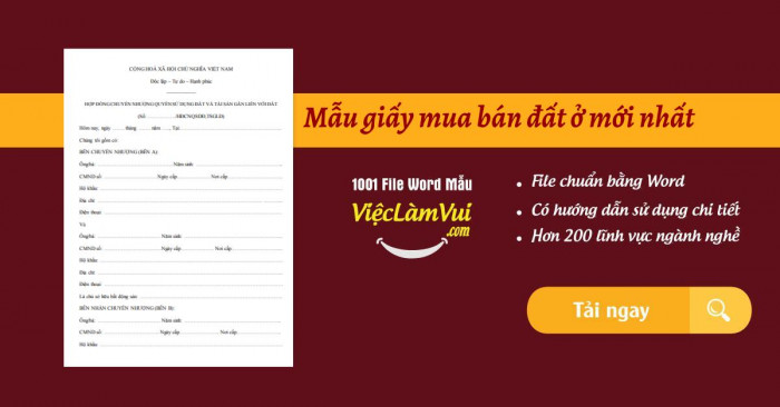 Mẫu giấy mua bán đất ở mới nhất file Word