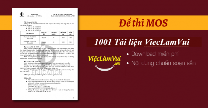 Tuyển tập đề thi MOS